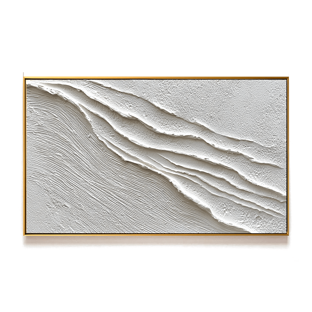 Yartly White Textured Flow Wall Art – Wabi-Sabi Minimal Abstract
