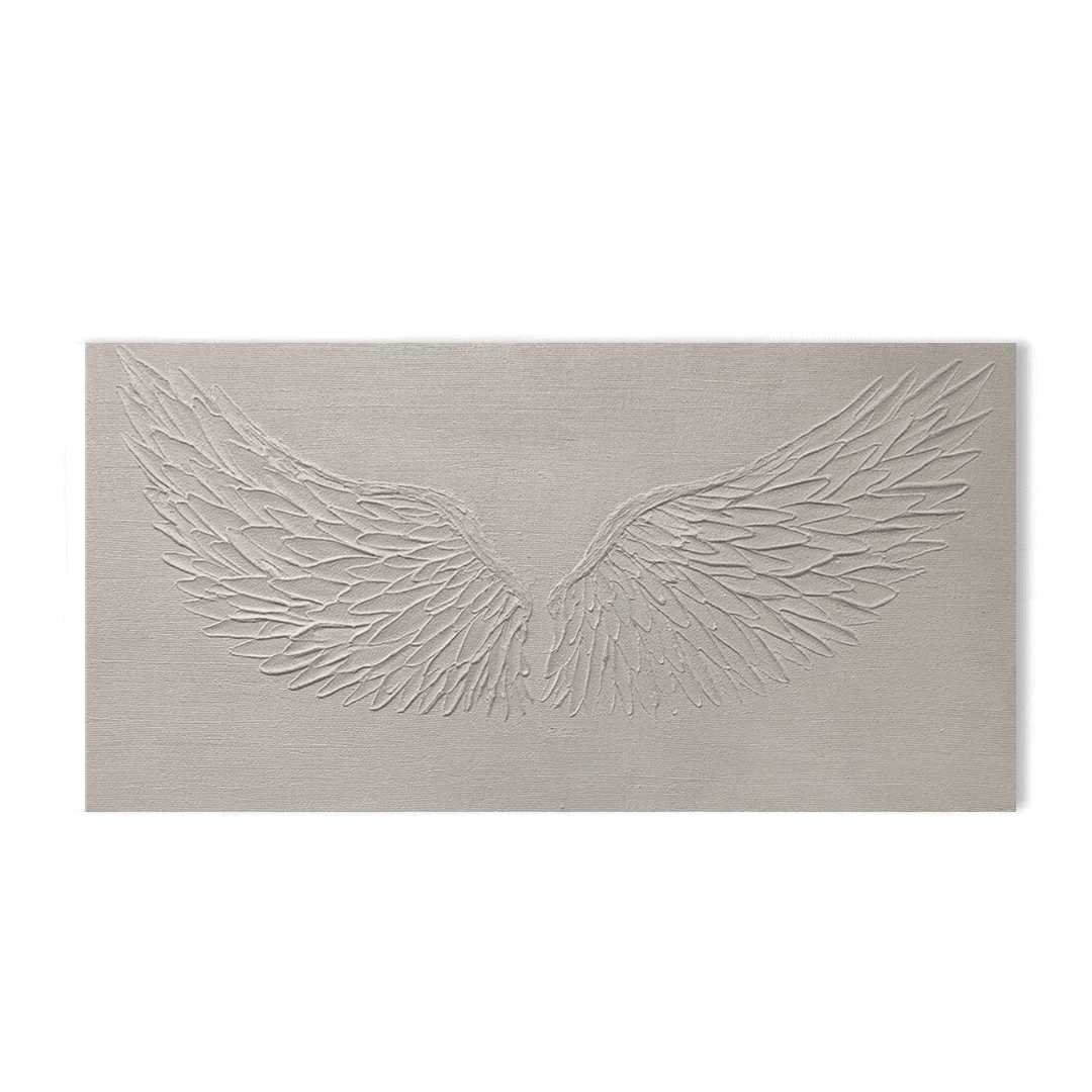 Angel Wings Wall Art | White Relief Textured Painting – Yartly