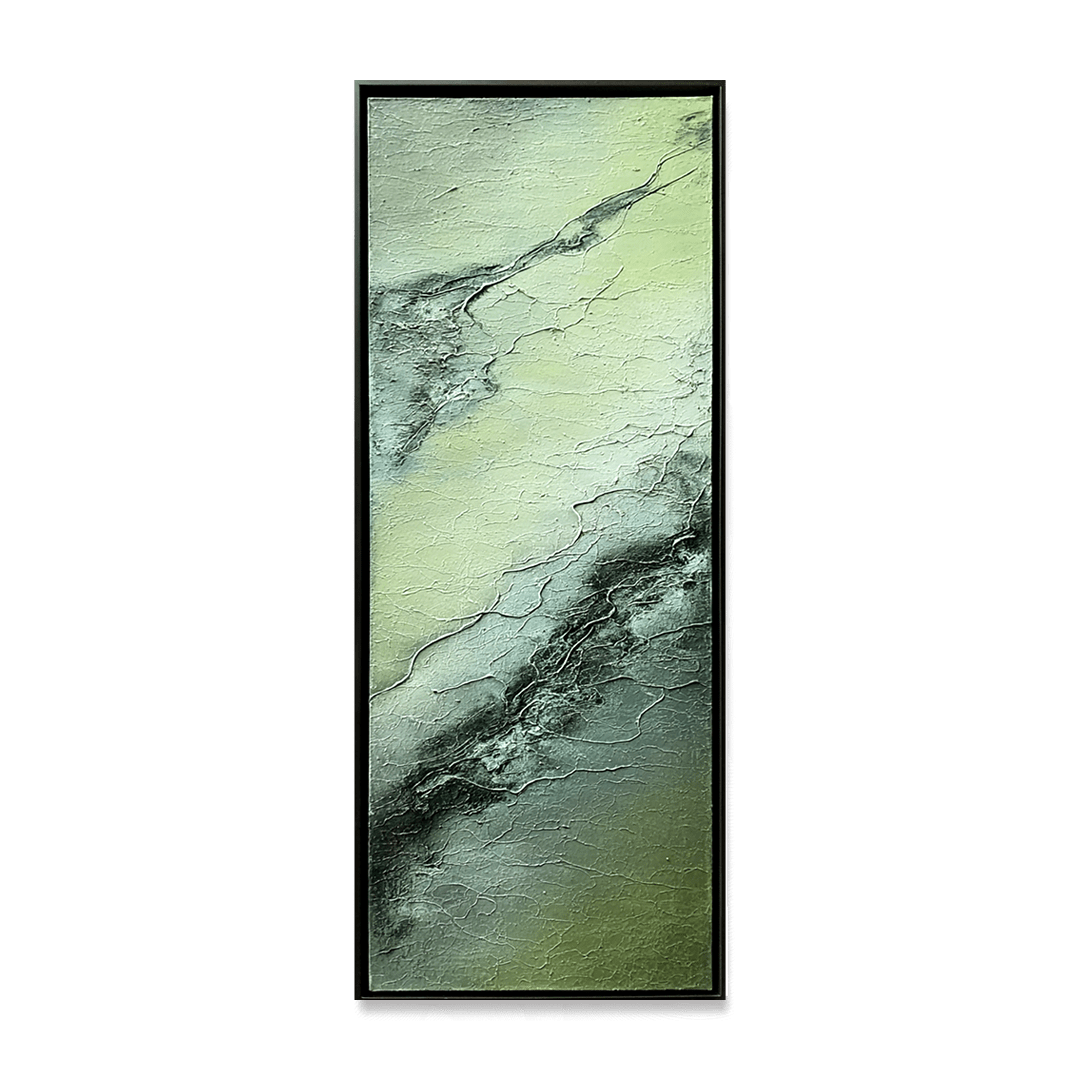 Yartly Vertical Abstract Green Painting – Textured Wall Art